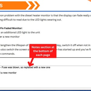 RV Diesel Heater Cheat Sheet Printable & Digital Caravan Maintenance ...