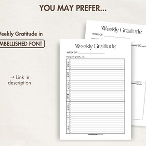 Weekly Gratitude Journal Printable Digital Minimalist Gratitude Journal ...