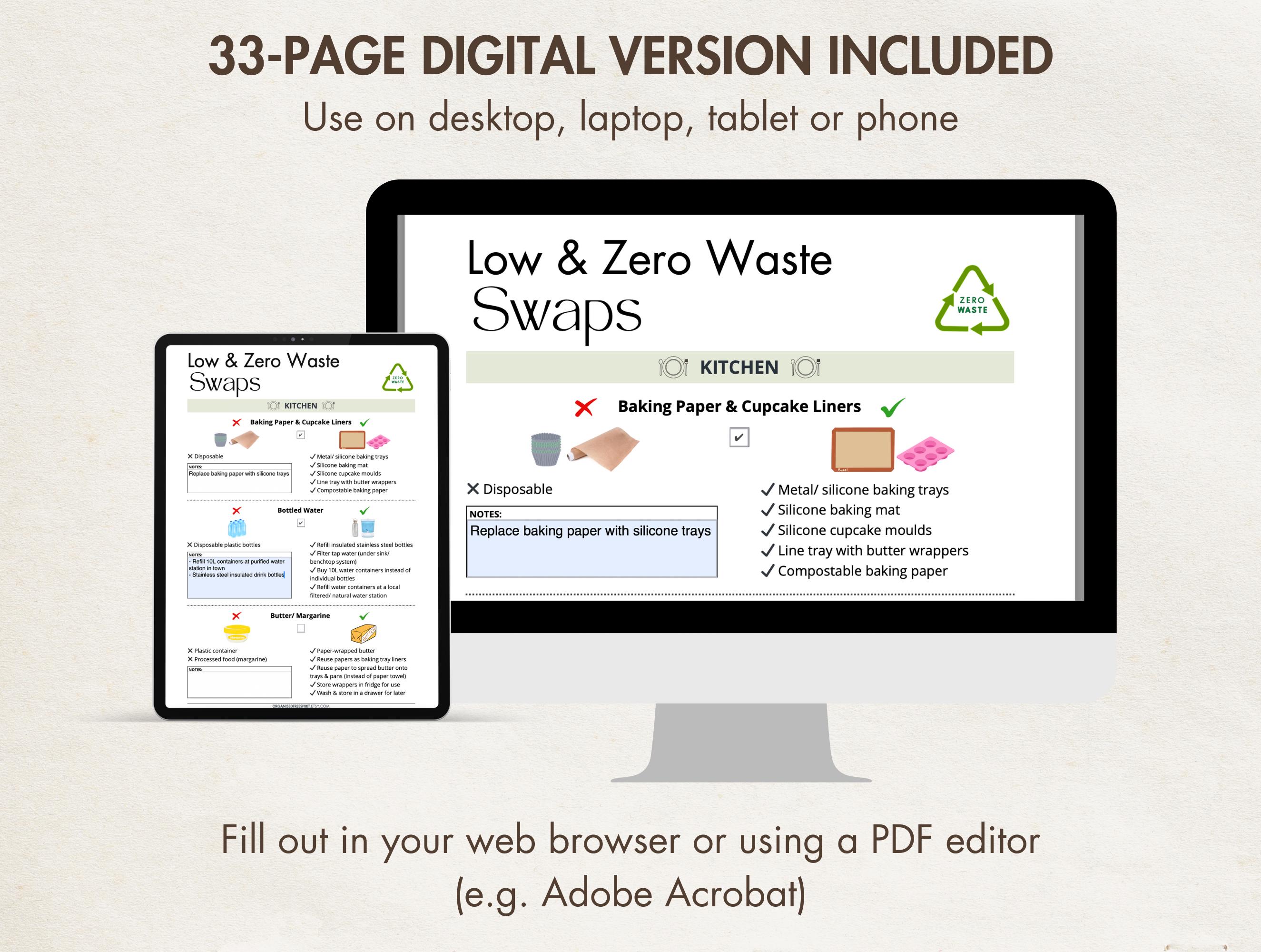 Zero Waste Swaps Checklist Printable BUNDLE Digital Sustainable Living ...