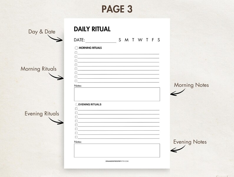 Daily Ritual Journal Printable Digital Daily Habits Tracker Morning ...