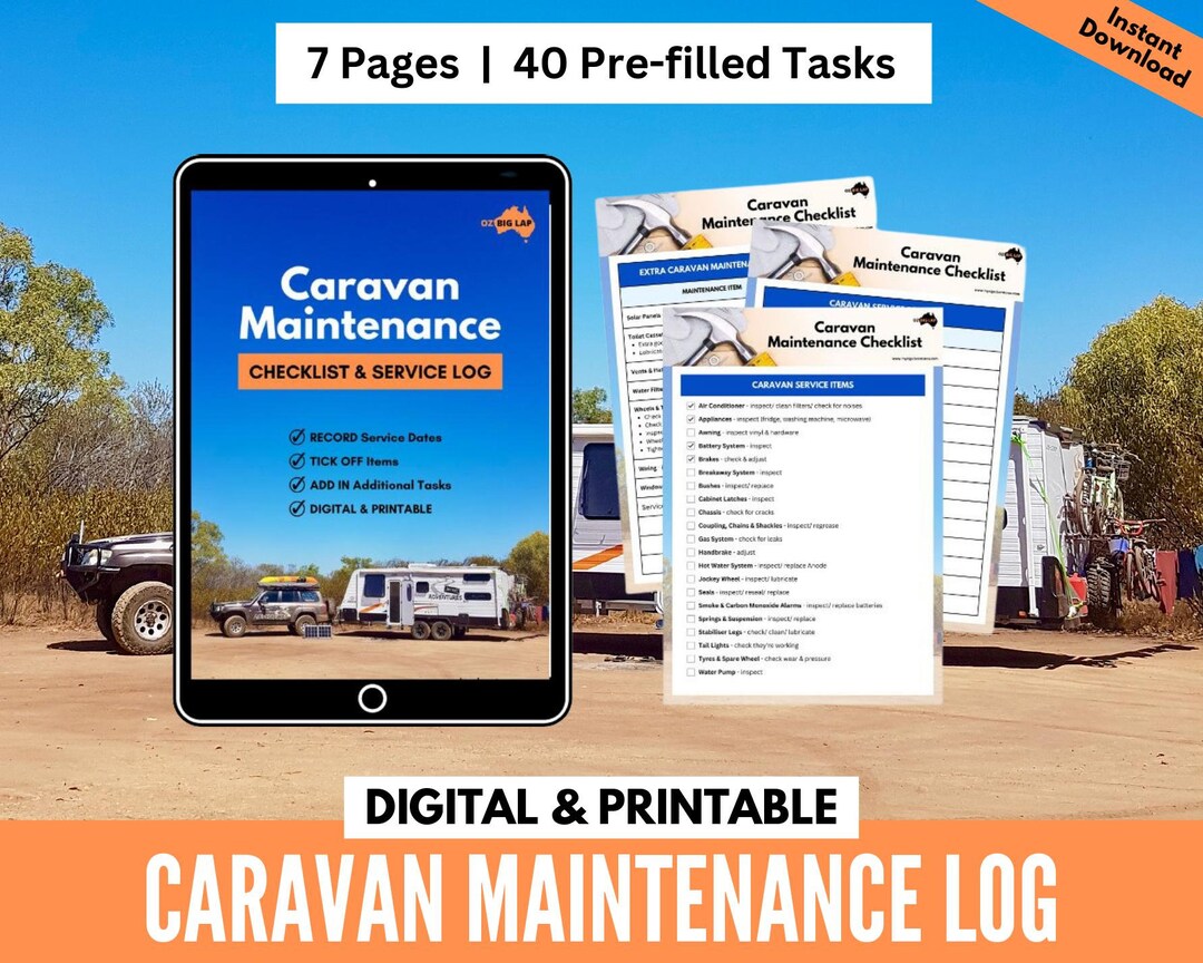 Caravan Maintenance & Service Log Printable Digital RV Maintenance ...