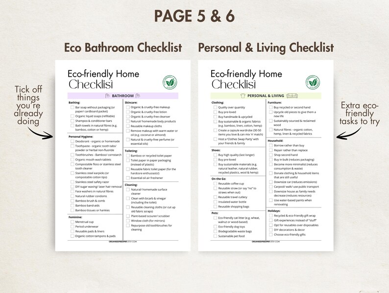 Eco-friendly Home Checklist Bundle Printable & Digital Sustainable ...