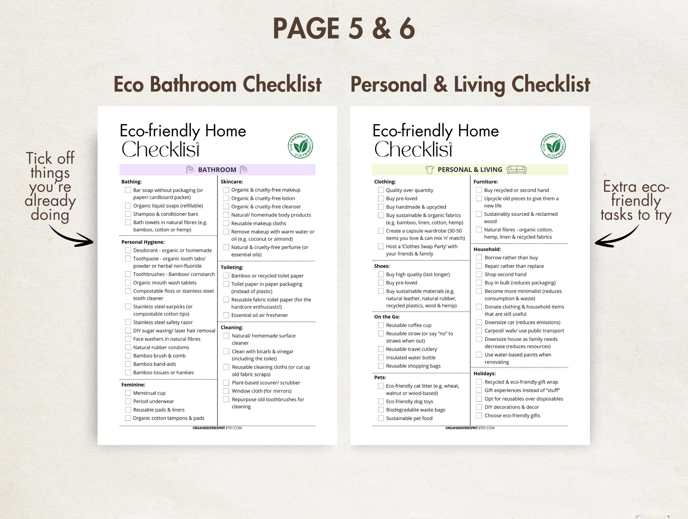 Eco-friendly Home Checklist BUNDLE Printable & Digital Sustainable ...
