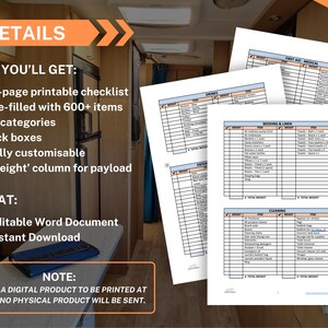 Caravan Packing Checklist Printable RV Planner Motorhome Packing List ...