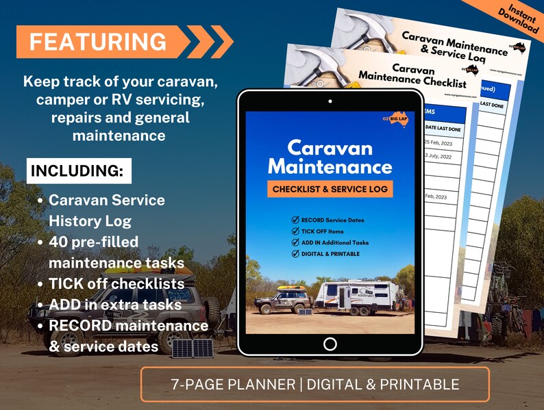 Caravan Maintenance & Service Log Printable Digital RV Maintenance ...
