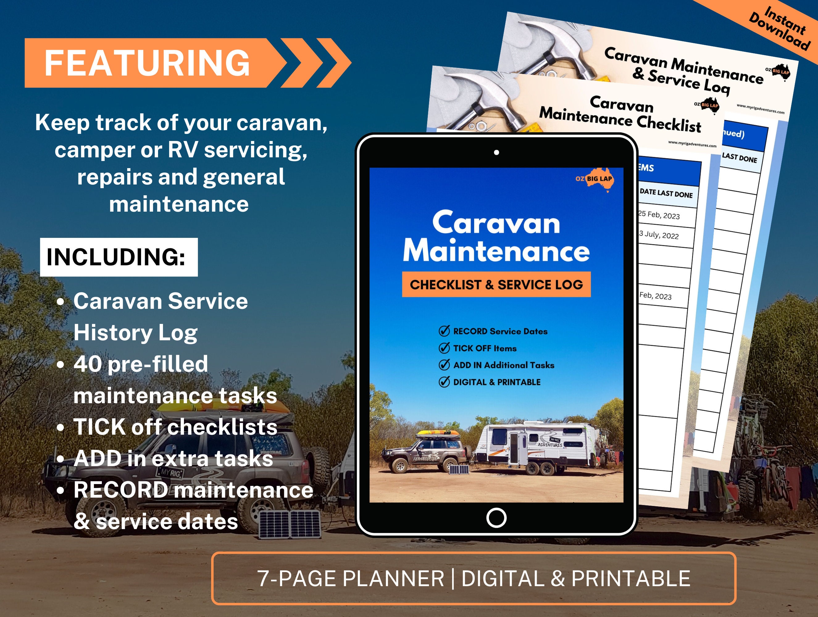 Caravan Maintenance & Service Log Printable Digital RV Maintenance ...