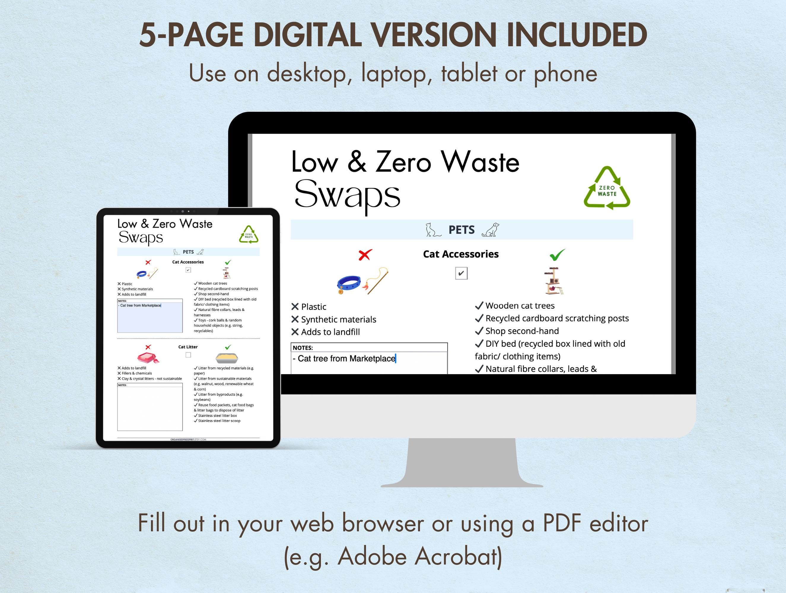 Zero Waste Pet Swaps Digital Printable Zero Waste Checklist Eco ...