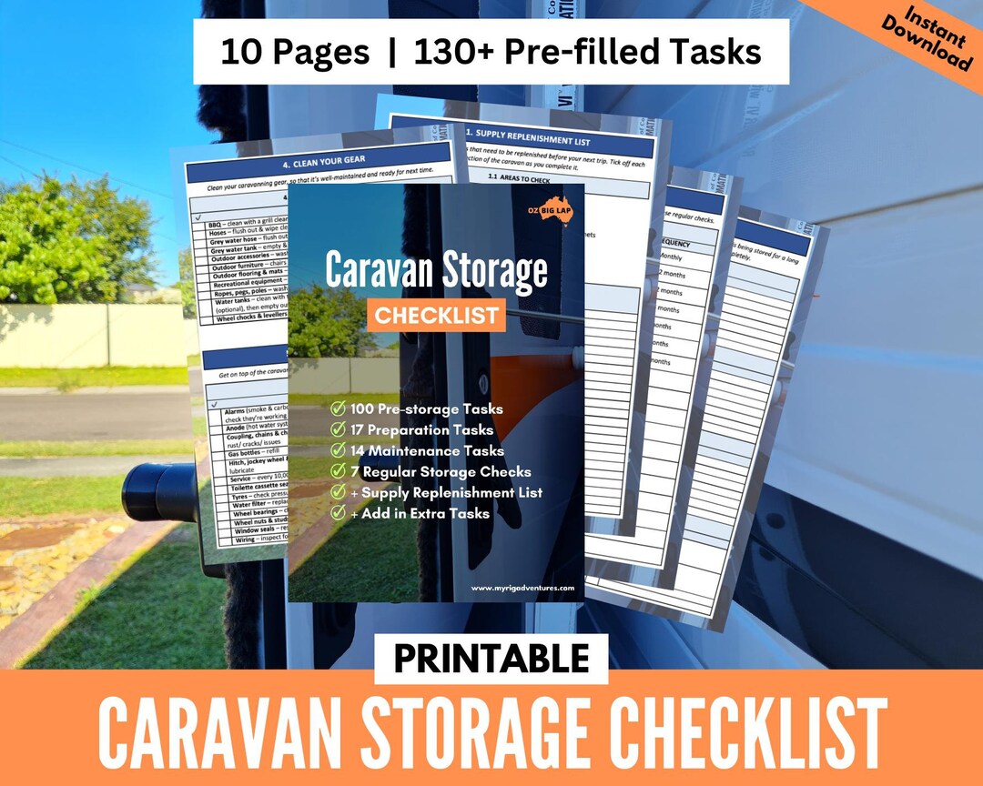 Caravan & RV Storage Checklist Printable Motorhome Maintenance Caravan ...
