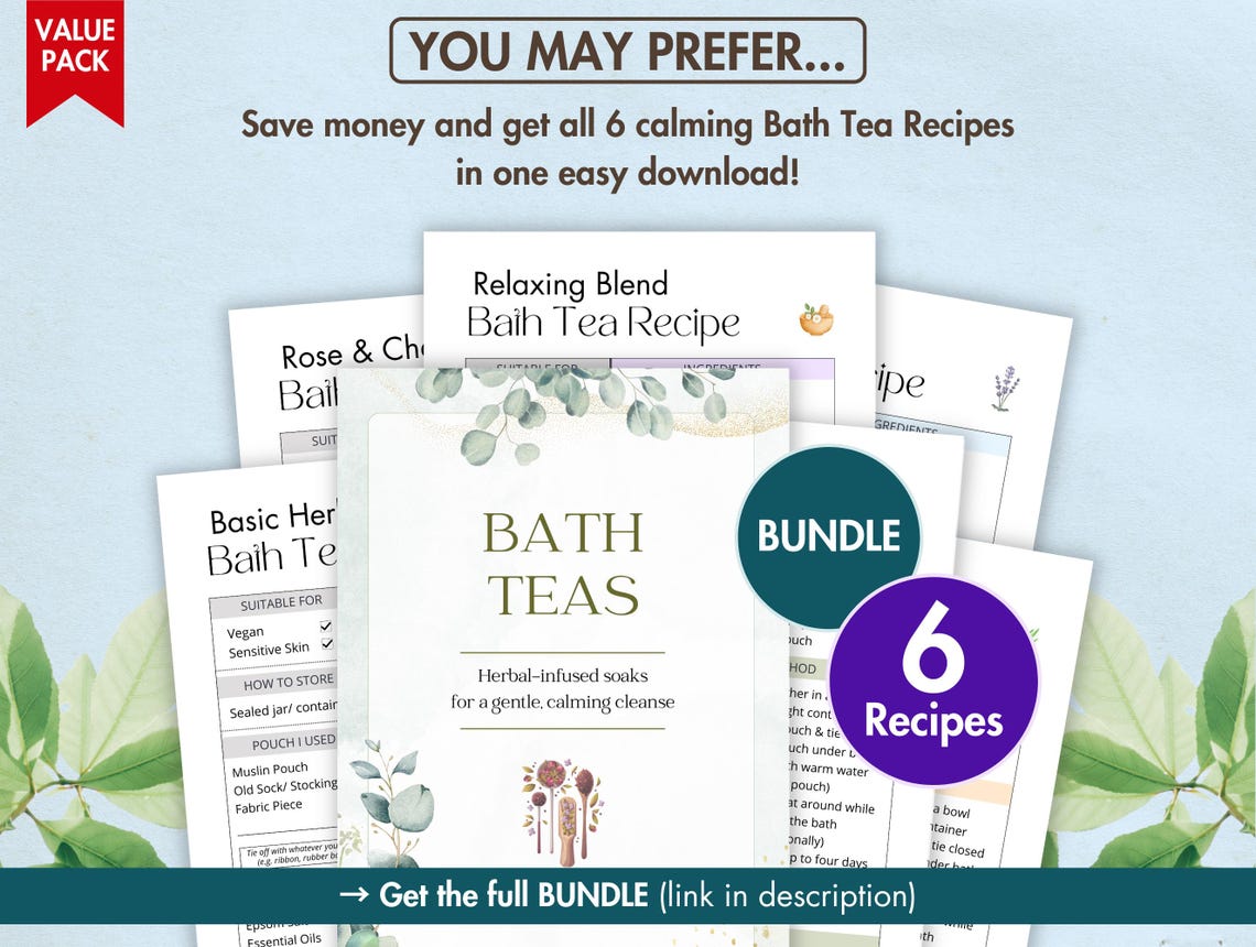 DIY Calming Bath Tea Recipe Printable | Digital Natural Bath Tea Bag ...