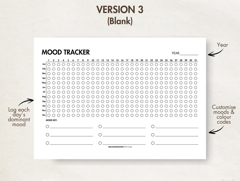 Landscape Mood Tracker Printable & Digital PDF A Year in Pixels Annual ...