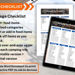 7-day Camping Menu Planner Printable Camping Food Checklist Digital RV ...