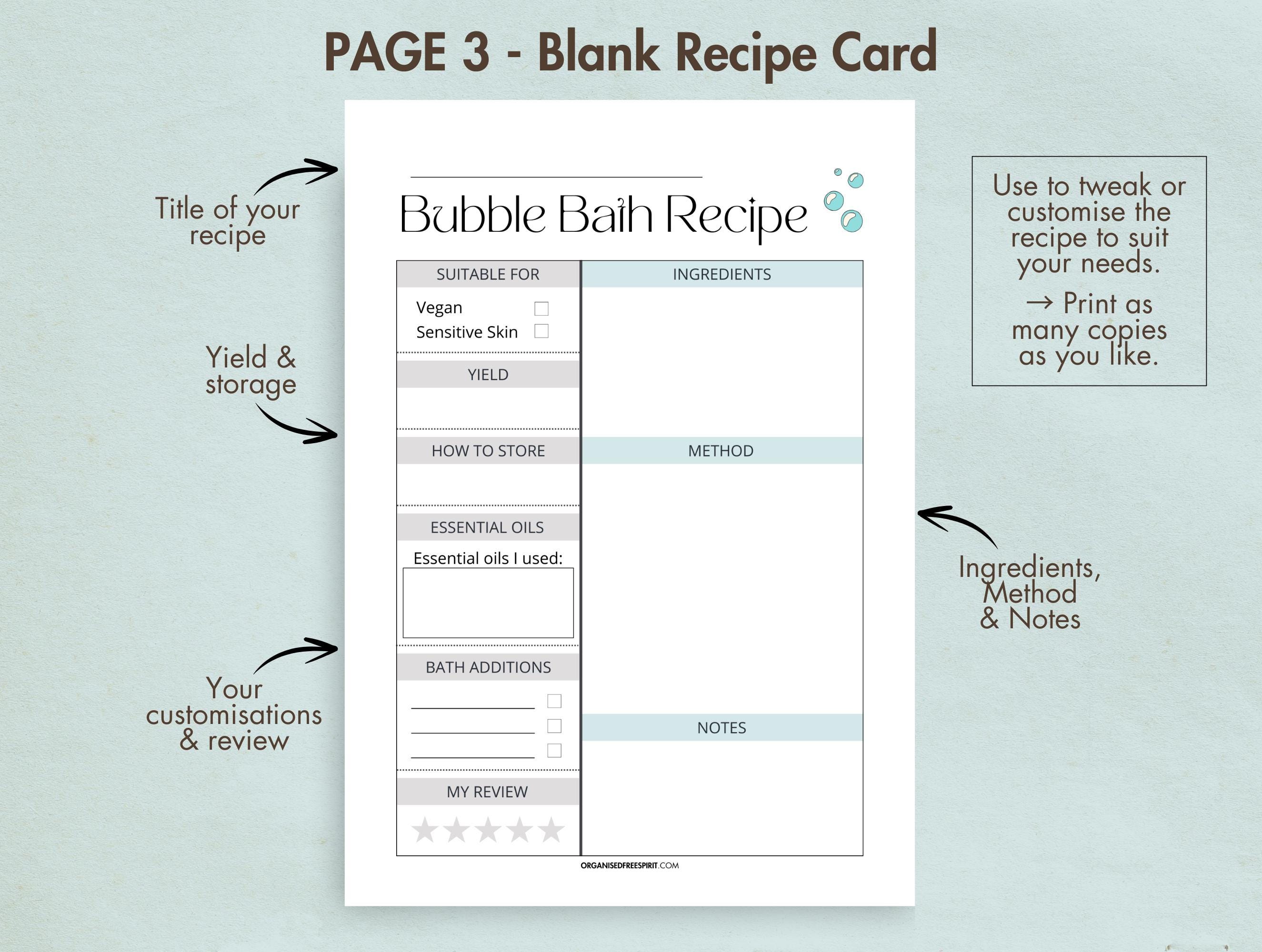 DIY Basic Bubble Bath Recipe Printable | Digital Homemade Bubble Bath ...