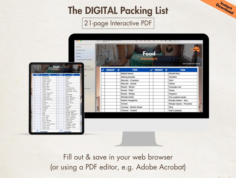 Caravan Packing List Printable Digital RV Checklist Motorhome Planner ...