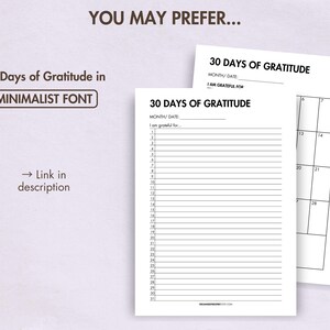 30 Days of Gratitude Journal Printable Digital Monthly Gratitude ...