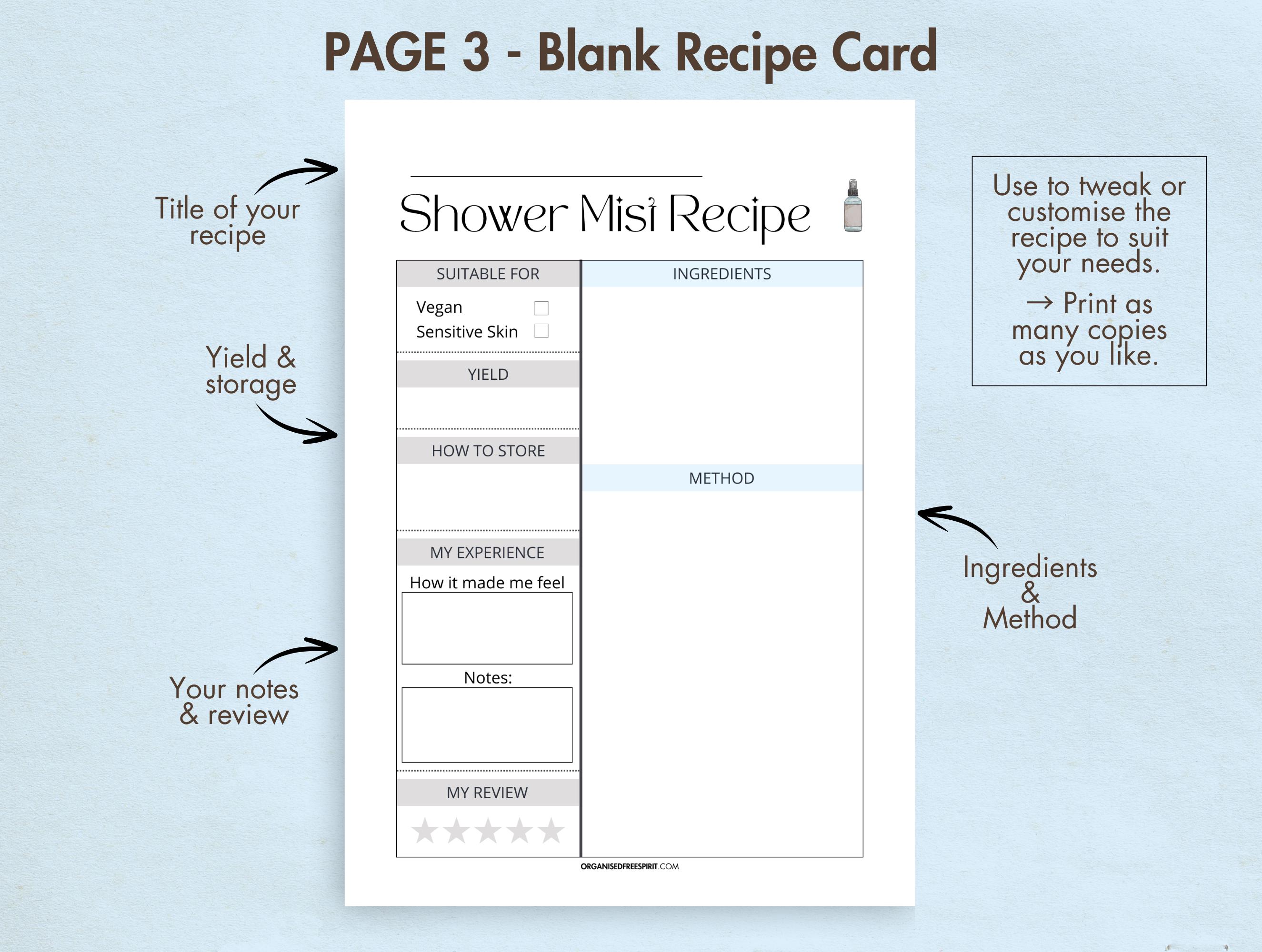 DIY Calming Shower Mist Recipe Printable | Digital Homemade Shower ...