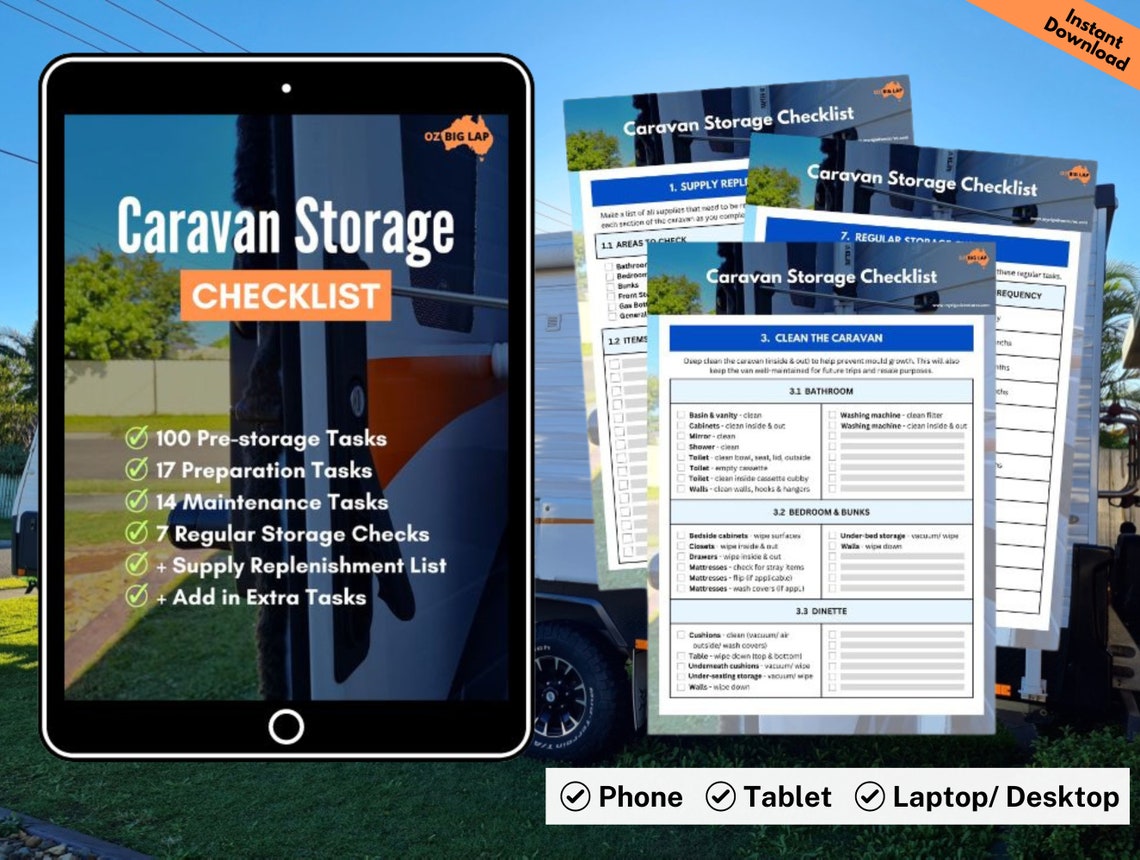 Caravan Storage Checklist Digital RV Storage List Motorhome Maintenance ...