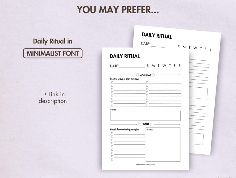 Daily Ritual Journal Printable Digital Daily Habits Tracker Morning ...