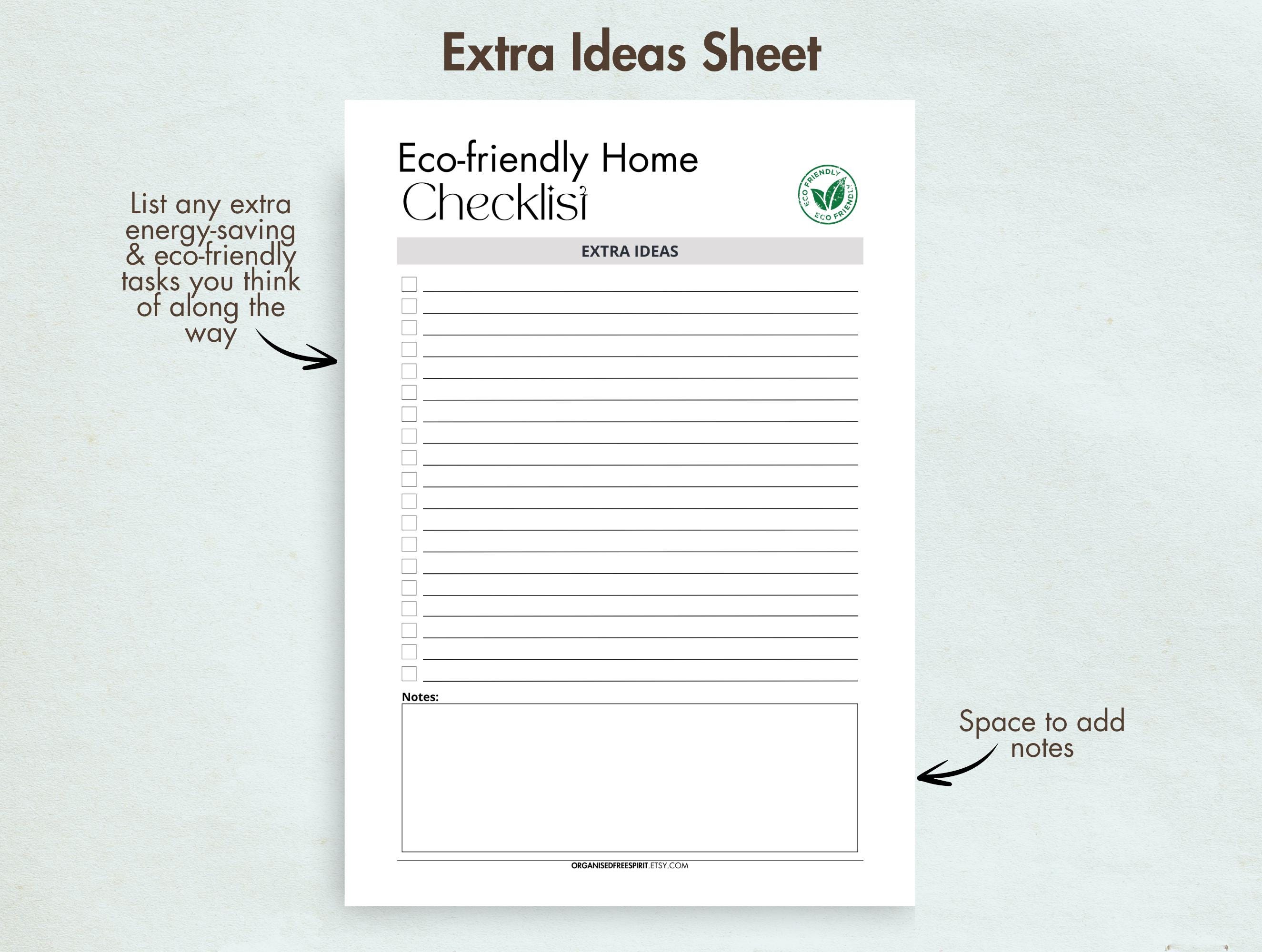 Energy Saving Checklist Printable & Digital Eco-friendly Home Planner ...