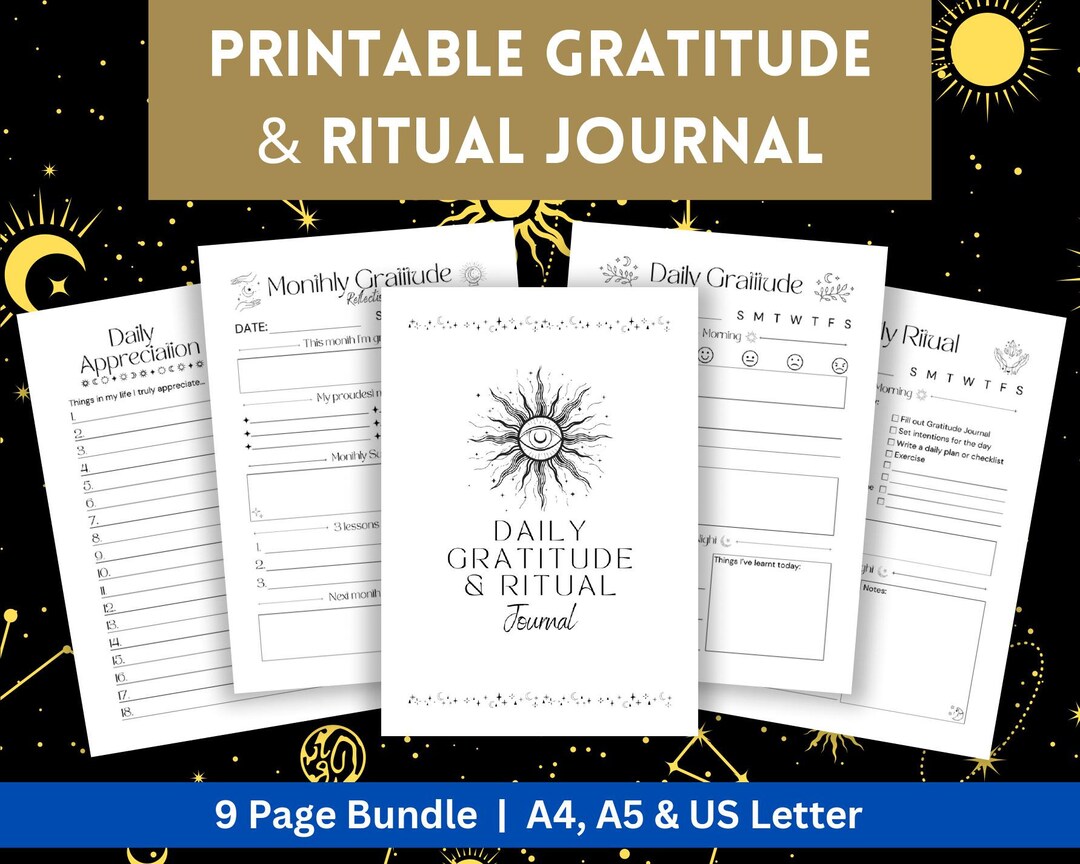 Celestial Printable Gratitude Ritual Journal, PDF, Journal Prompts ...