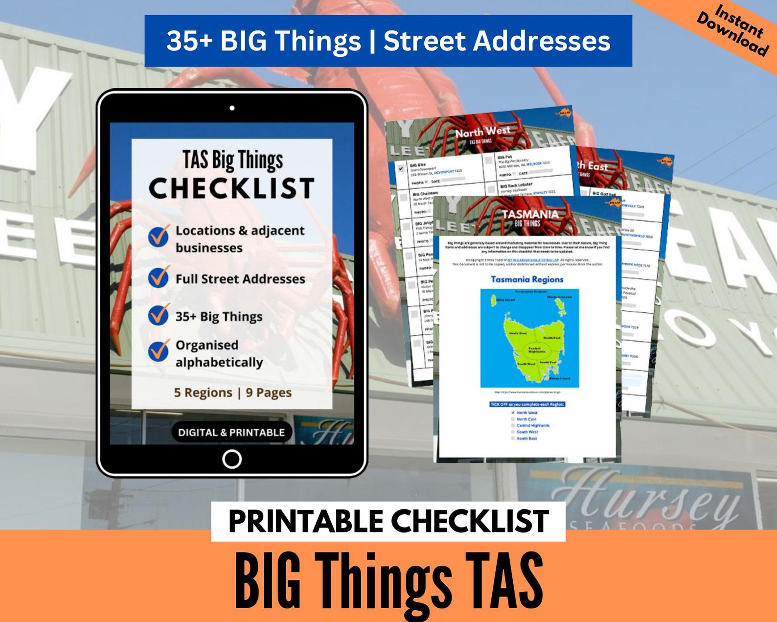 TAS Big Things Checklist Printable & Digital Tasmania Iconic Roadside ...