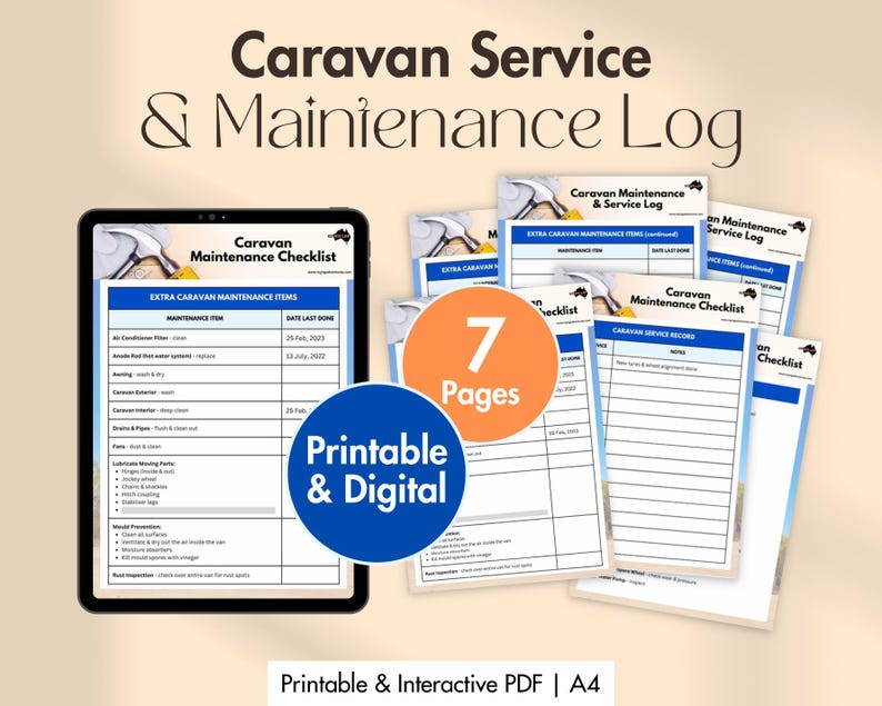 Caravan Maintenance Checklist Printable & Digital Service Log RV ...