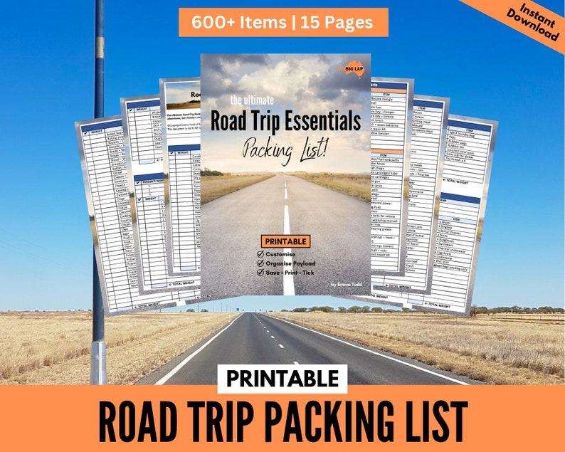 Road Trip Packing List Printable Travel Packing Checklist Camping ...
