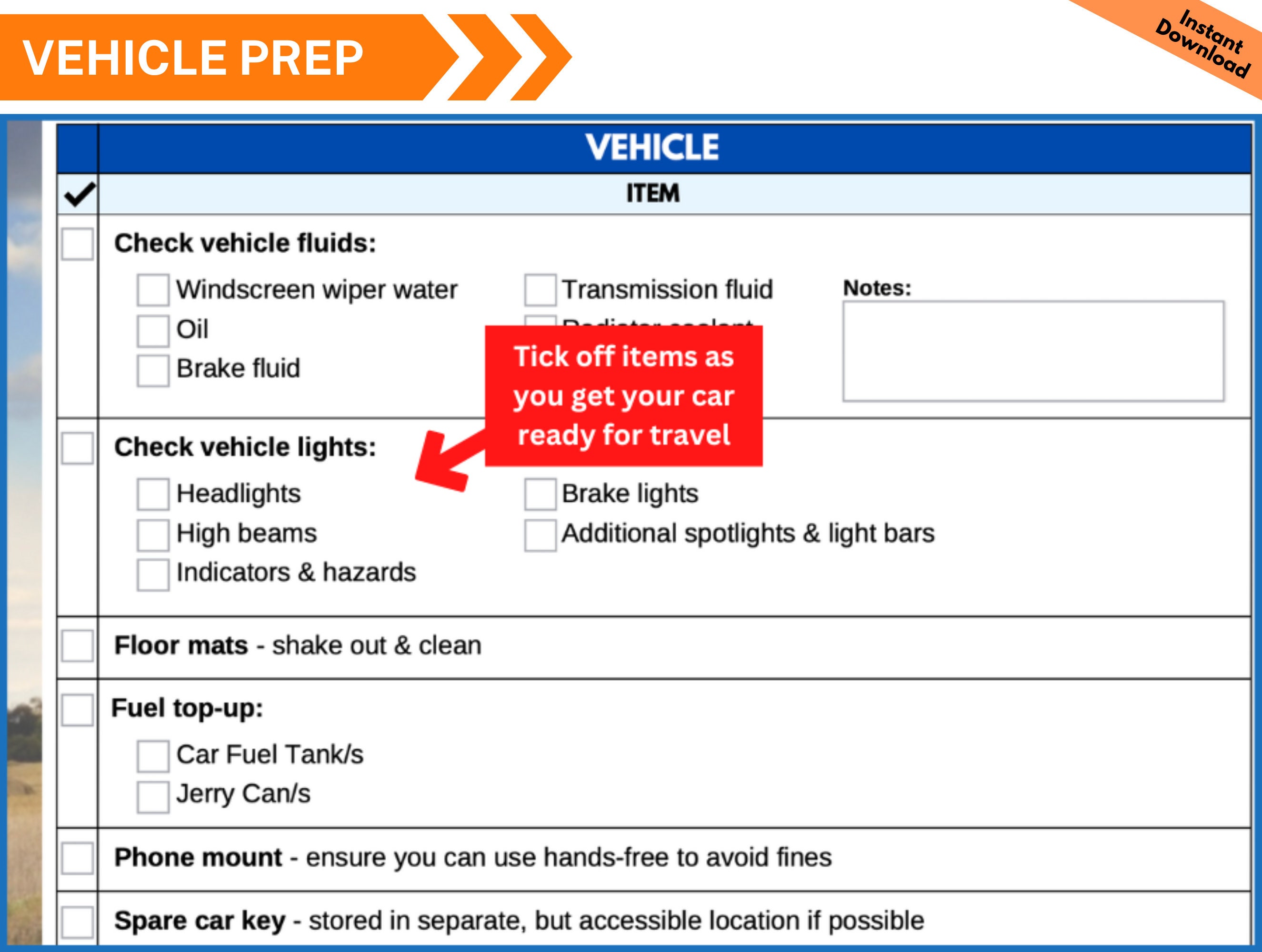 Caravan Pre-departure Checklist Printable Digital Caravan Towing ...