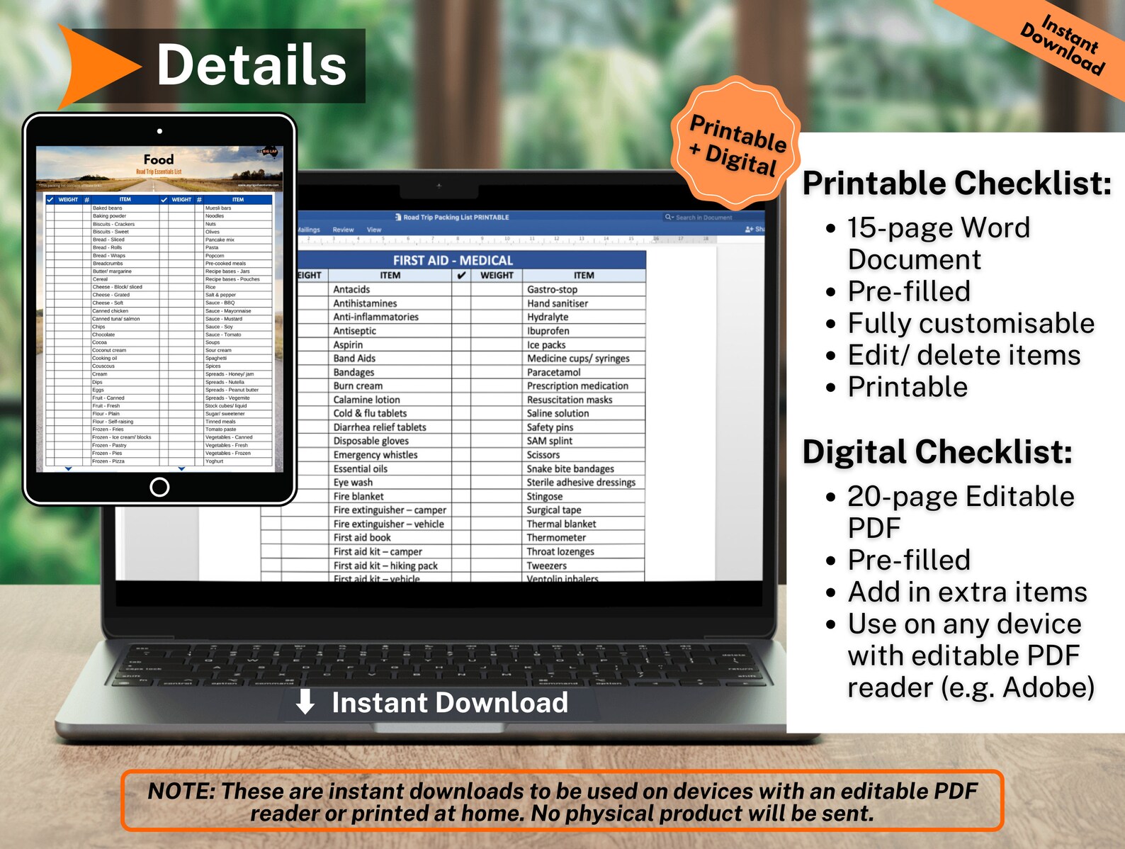 Road Trip Packing List Printable Digital Road Trip Checklist Camping ...