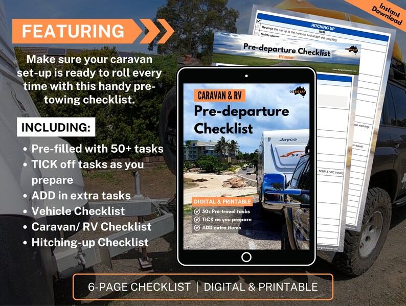 Caravan Pre-departure Checklist Printable Digital Caravan Towing ...