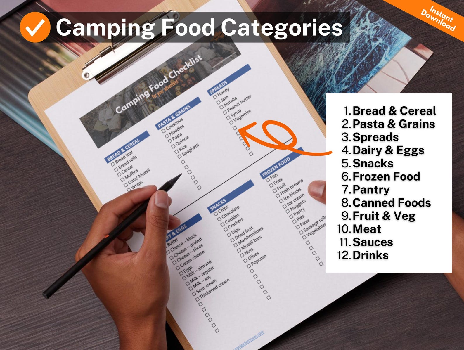 7-day Camping Menu Planner Printable Camping Food Checklist Digital RV ...
