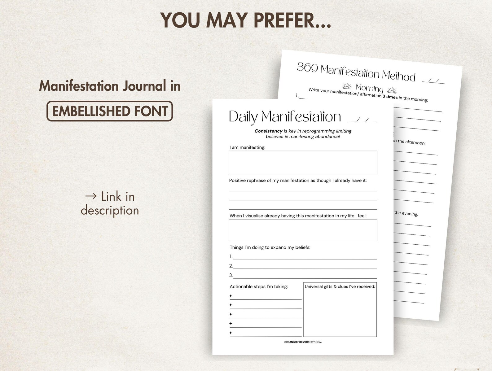 Manifestation Journal Printable Digital Daily Manifestation 369 Method ...
