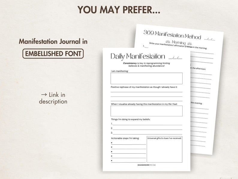 Manifestation Journal Printable Digital Daily Manifestation 369 Method ...
