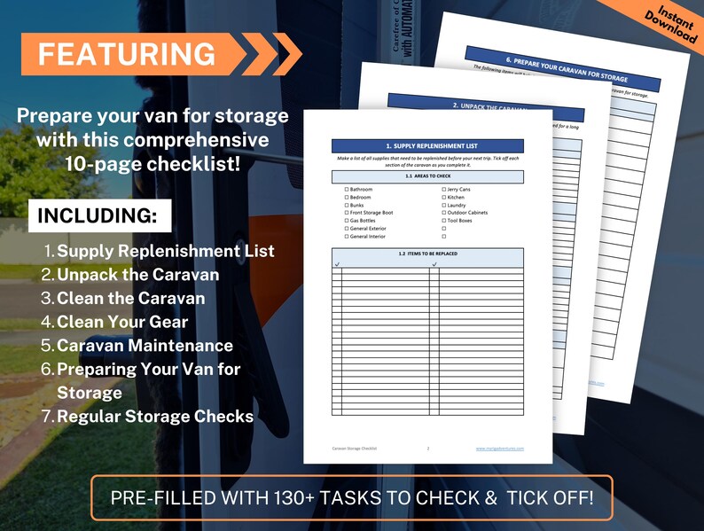 Caravan Storage Checklist Printable RV Storage List Motorhome ...