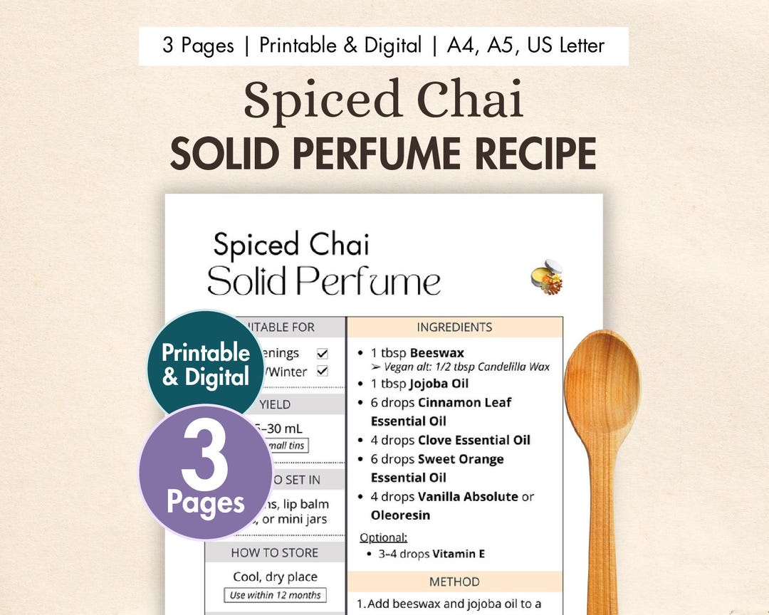DIY Spiced Chai Solid Perfume Recipe Printable | Natural Scent Perfume ...