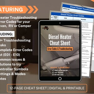 RV Diesel Heater Cheat Sheet Printable & Digital Caravan Maintenance ...