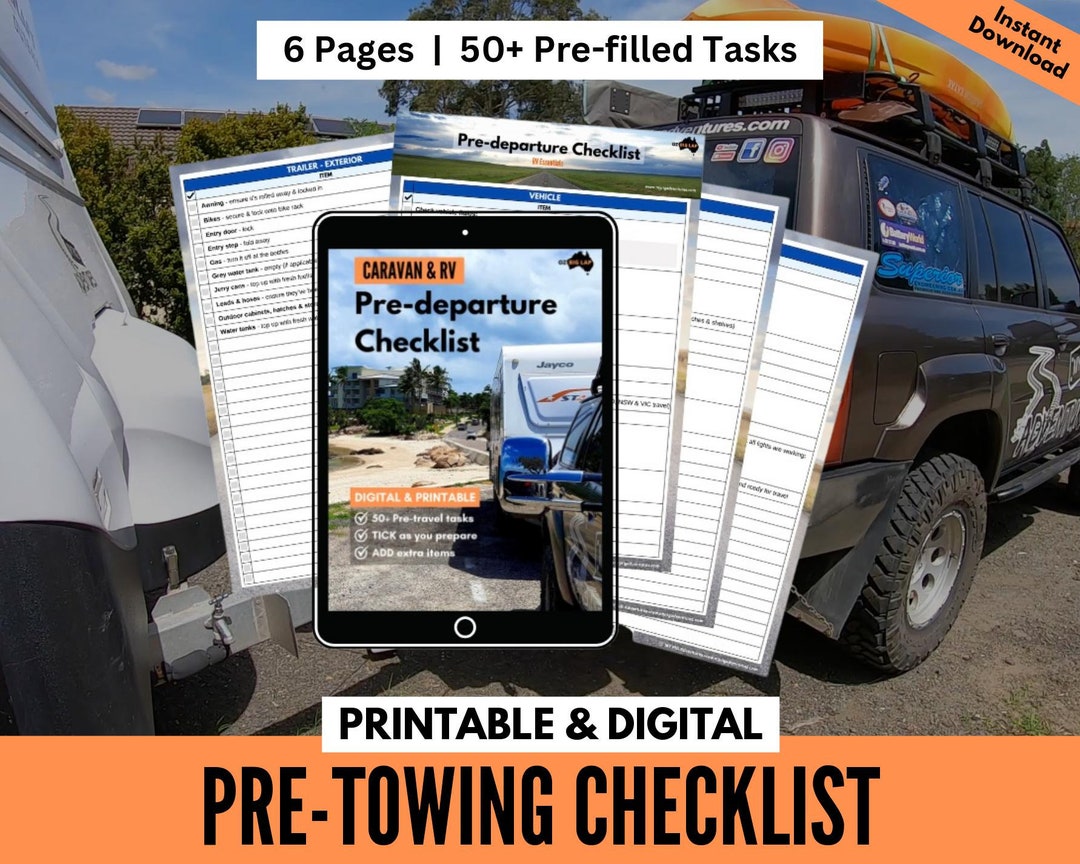 Caravan Pre-departure Checklist Printable Digital Caravan Towing ...