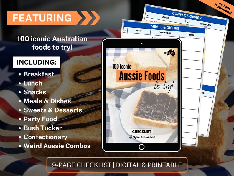 100 Iconic Aussie Foods Checklist Printable Digital Australia Day Games ...