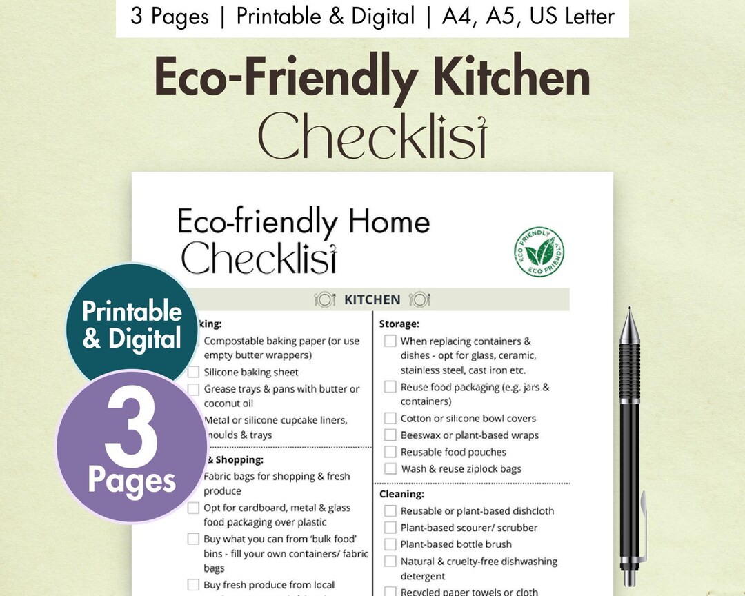 Eco-friendly Kitchen Checklist Printable & Digital Eco-friendly Home ...