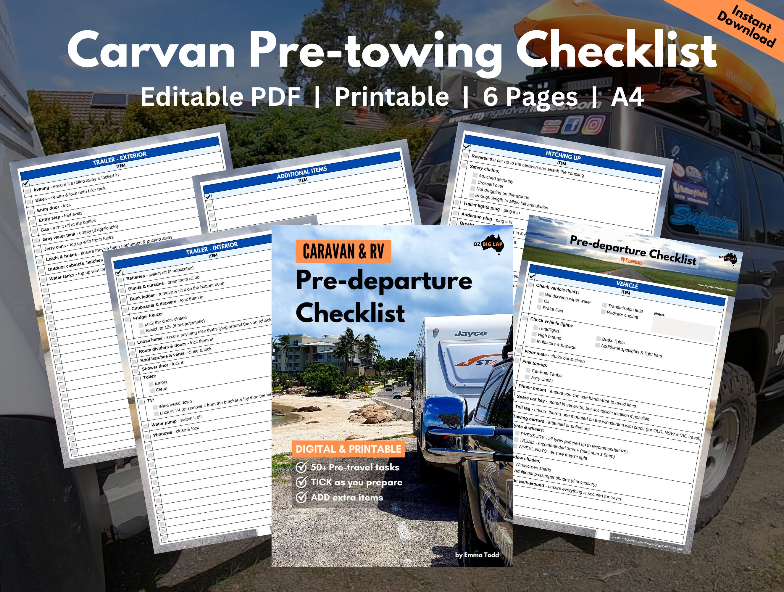 Caravan Pre-departure Checklist Printable Digital Caravan Towing ...