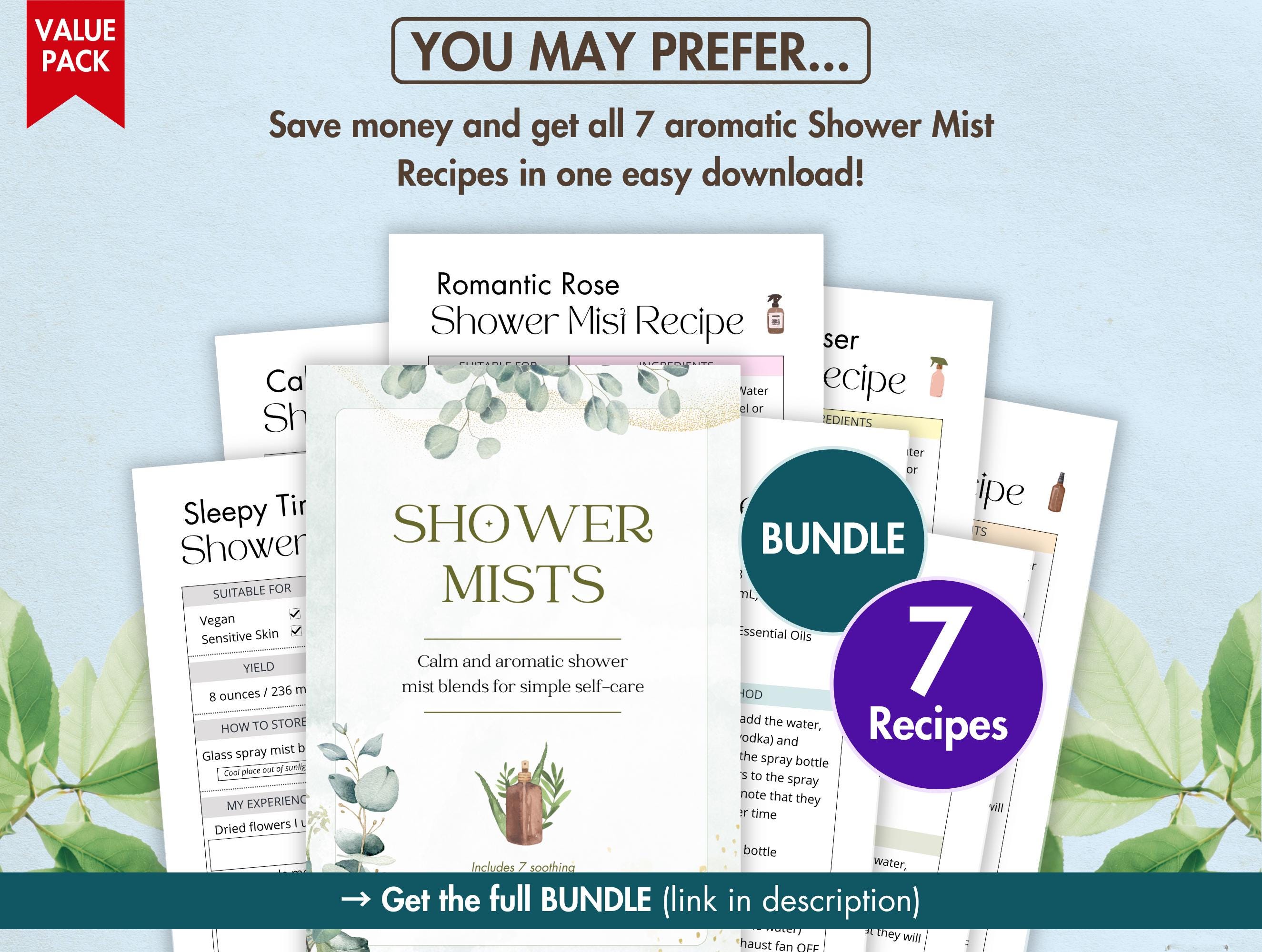 DIY Calming Shower Mist Recipe Printable | Digital Homemade Shower ...