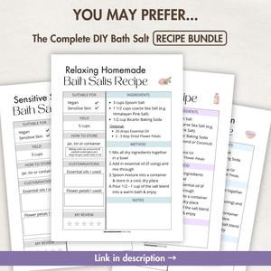 DIY Bath Salts Recipe Card Printable Digital Bath Salts Planner ...