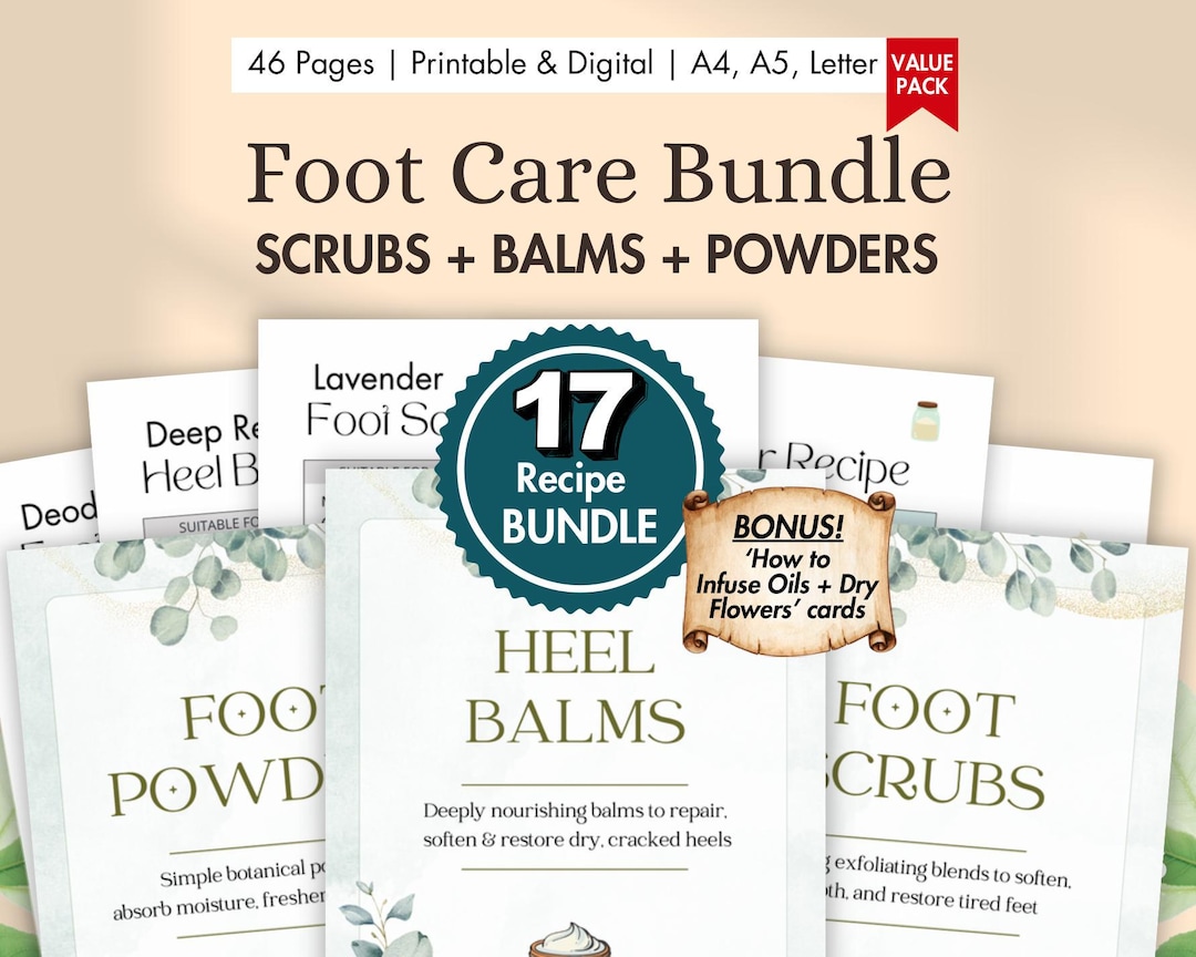 17 X DIY Foot Care Recipe Cards | Natural Foot Scrubs, Heel Balms ...