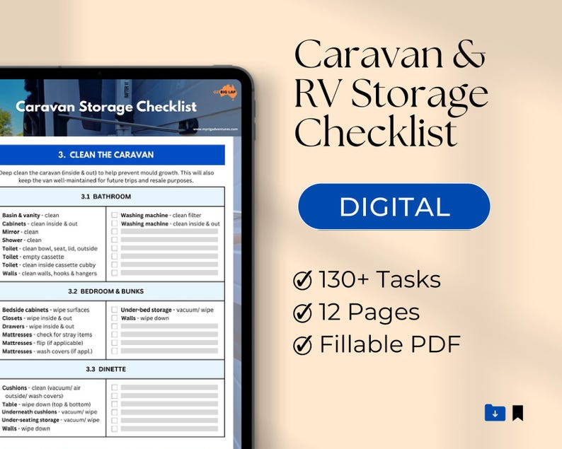 Caravan Storage Checklist Digital RV Storage List Motorhome Maintenance ...