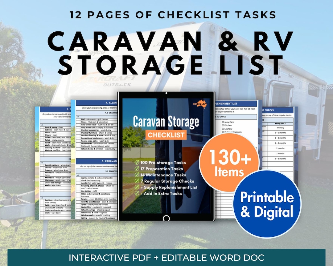 Caravan Storage Checklist Printable & Digital RV Storage List Motorhome ...
