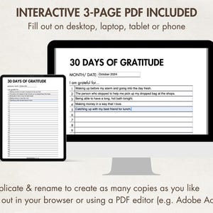 30 Days of Gratitude Journal, Printable Digital PDF, Monthly Gratitude ...