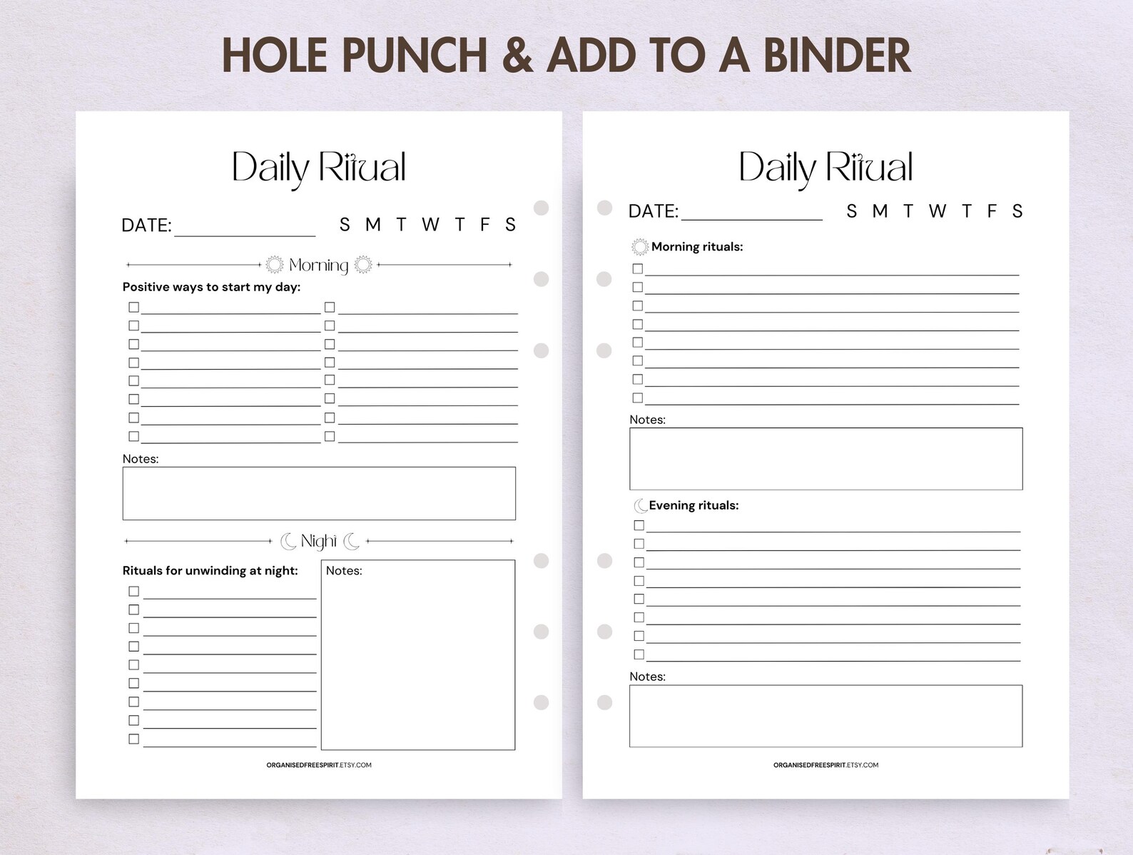 Daily Ritual Journal Printable Digital Daily Habits Tracker Morning ...