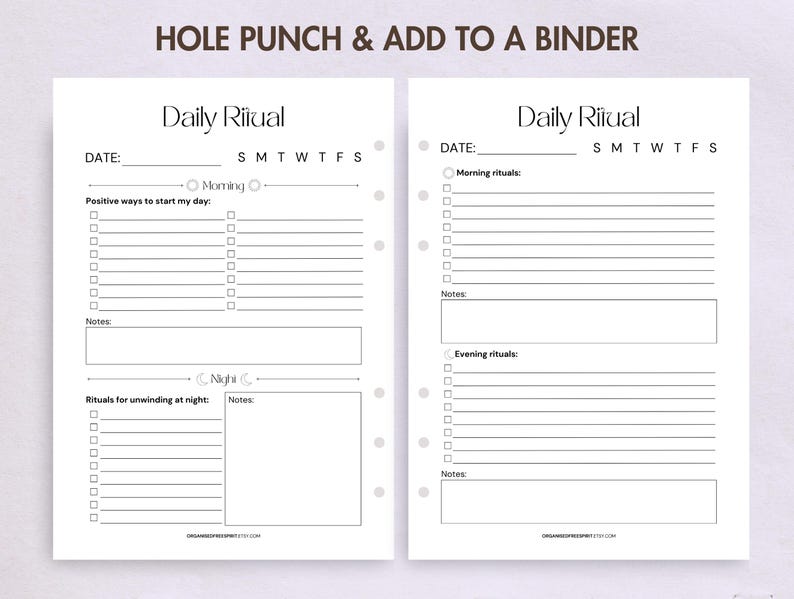 Daily Ritual Journal Printable Digital Daily Habits Tracker Morning ...
