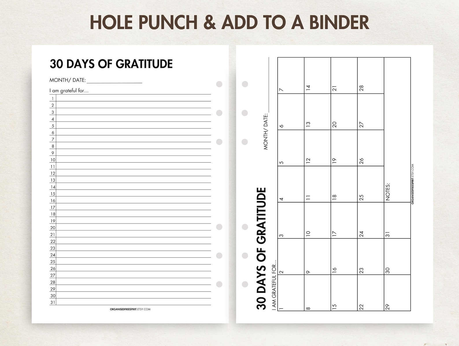30 Days of Gratitude Journal, Printable Digital PDF, Monthly Gratitude ...