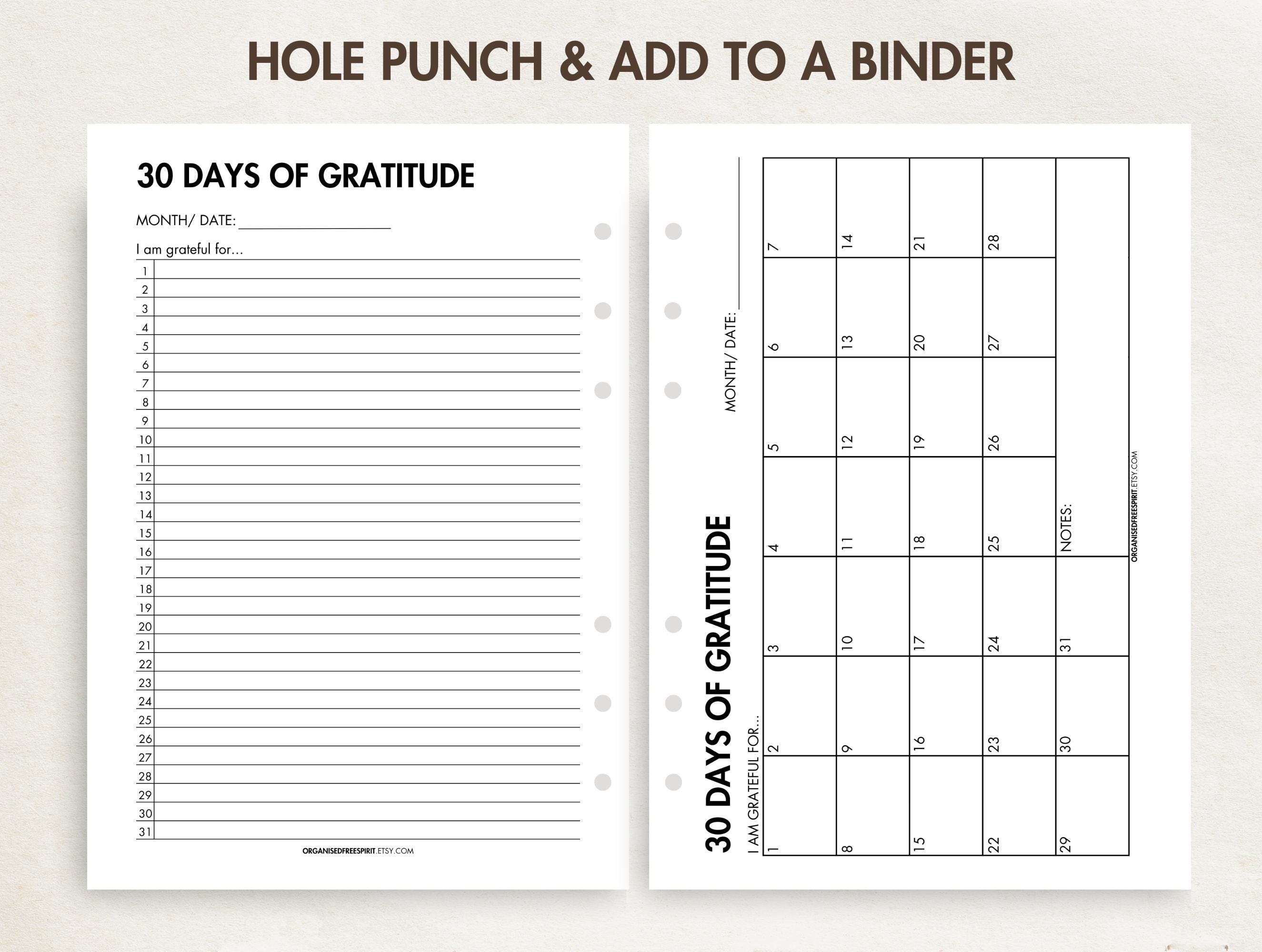 30 Days of Gratitude Journal, Printable Digital PDF, Monthly Gratitude ...