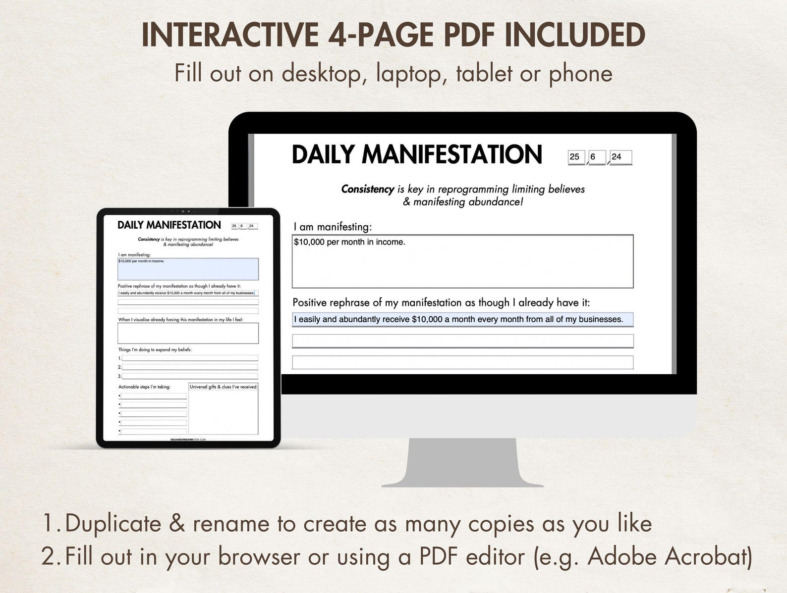 Manifestation Journal Printable Digital Daily Manifestation 369 Method ...